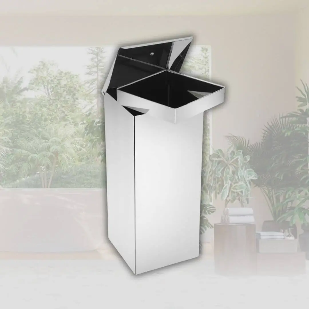 Lixeira Quadrada Aço Inox com Tampa Fixa - Ecobin